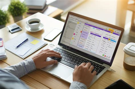 Person Working On A Project Management Software Stock Image Image Of Goal Organization 319161017