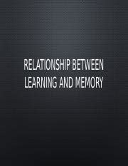 Learning And Memory Pptx RELATIONSHIP BETWEEN LEARNING AND MEMORY LEARNING LEARNING IS WHEN