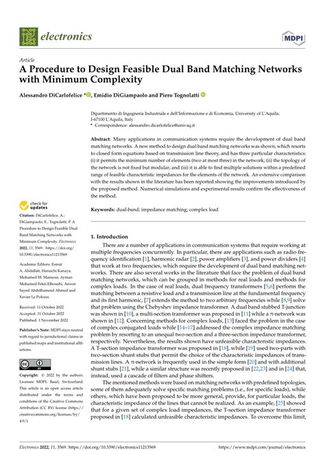 Pdf A Procedure To Design Feasible Dual Band Matching Networks With Minimum Complexity