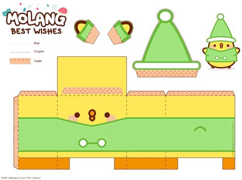 Molang Kartu Kertas Kartu Pop Up Pola Kotak