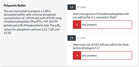 Solved Polyprotic Buffer 14 O 1 Point You Are Instructed To Chegg Com