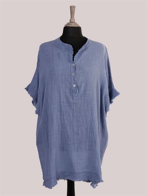 Plus Size Italian Raw Edge Detail Dip Hem Batwing Top