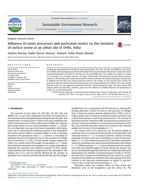 Pdf Influence Of Ozoneprecursors And Particulate Matter On The Variation Of Surface Ozone At