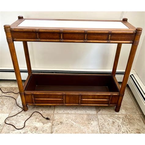 1970s Drexel Heritage Faux Bamboo Lighted Console Table Sofa Table With Planter Chairish