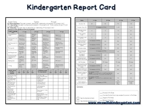 Kindergarten Report Card Template Midi