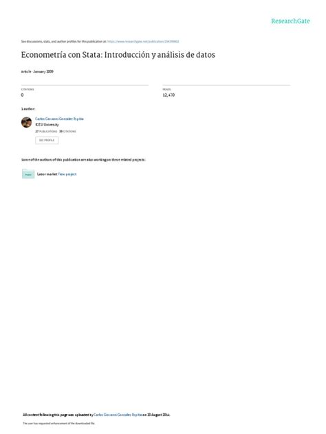 Econometría Con Stata Introducción Y Análisis De Datos Pdf Econometría Archivo De Computadora