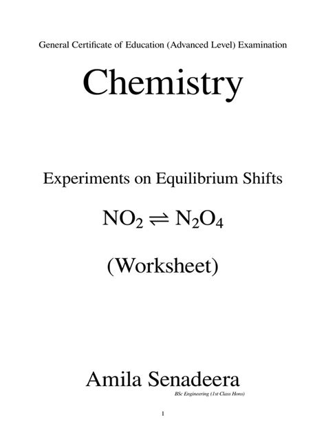 Experiments On Equilibrium Shifts En 1 Pdf Chemical Equilibrium