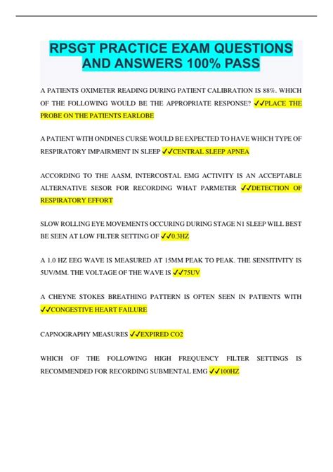 Rpsgt Practice Exam Questions And Answers 100 Pass Rpa Level Iv