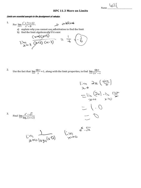 Honors Precalculus 11 3 Classwork Pdf Mathematics Mathematical Analysis