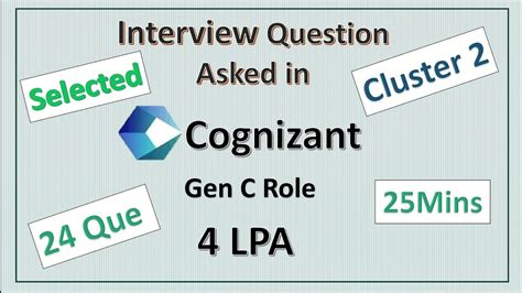 Cognizant Gen C Interview Cluster 2 24 Questions 25 Mins