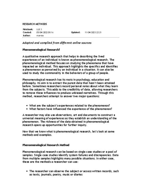 Llb 3 Research Methodology Phenomenological Insights And Applications