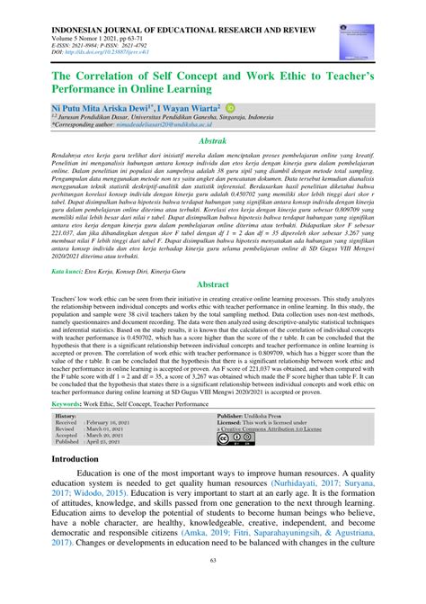 Pdf The Correlation Of Self Concept And Work Ethic To Teachers