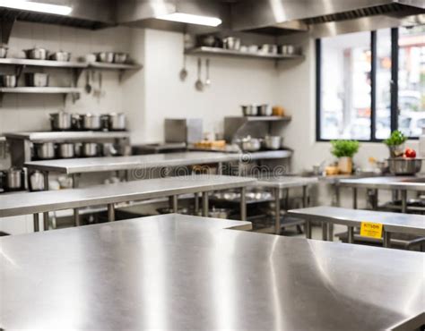 Empty Commercial Kitchen Restaurant Kitchen Interior Stainless Steel