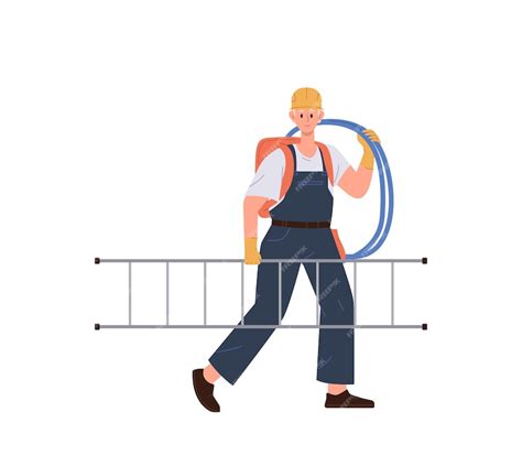 premium vector man electrician in overalls hardhat helmet carrying
