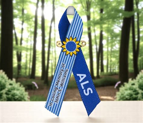 Als Lou Gehrigs Disease Personalized Awareness Ribbon Blue Stripe