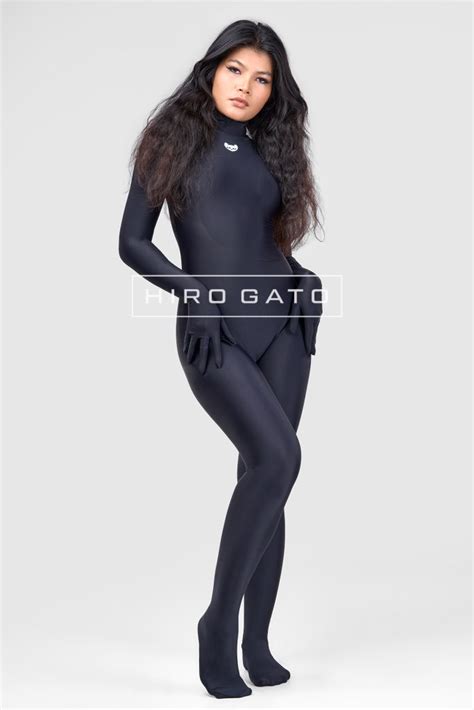 Semi Matte Lycra Catsuit Black Spandex Hiro Gato
