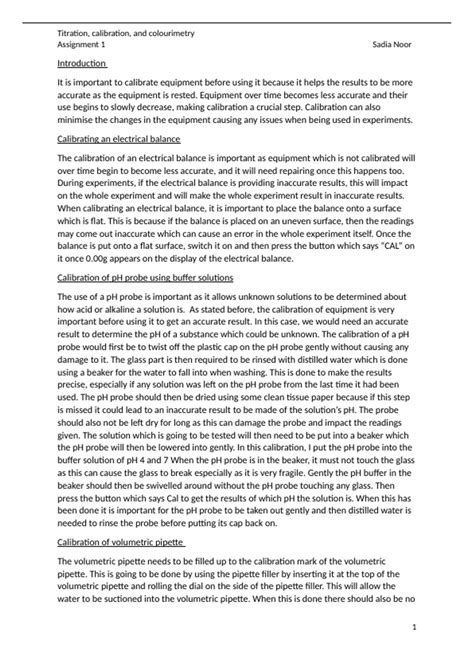 Btec Applied Science Unit 2a Practical Scientific Procedures And Techniques Assignment A