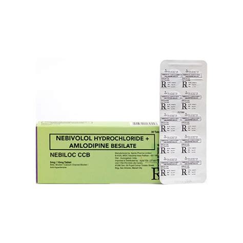 Nebiloc Ccb Nebivolol Hydrochloride Amlodipine Besilate 5mg 10mg Tablet 1s Price In The