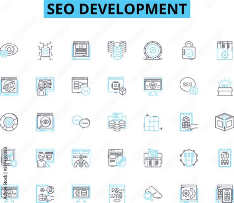 Seo Development Linear Icons Set Optimization Ranking Analysis Strategy Content Keywords