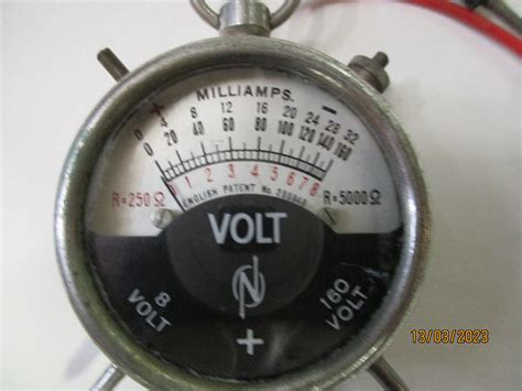 Vintage Pocket Voltmeter Collectible Rare Metal Glass Measuring