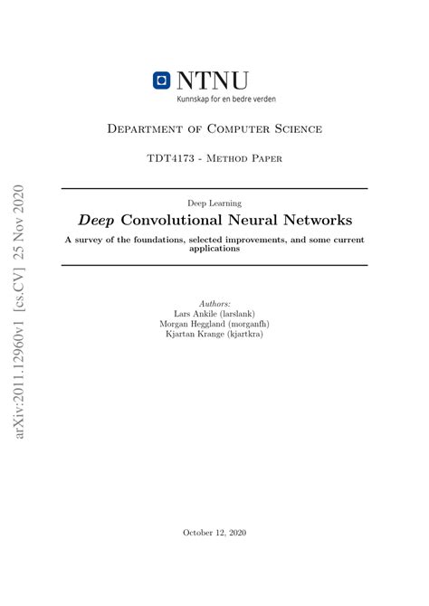 Pdf Deep Convolutional Neural Networks A Survey Of The Foundations Selected Improvements