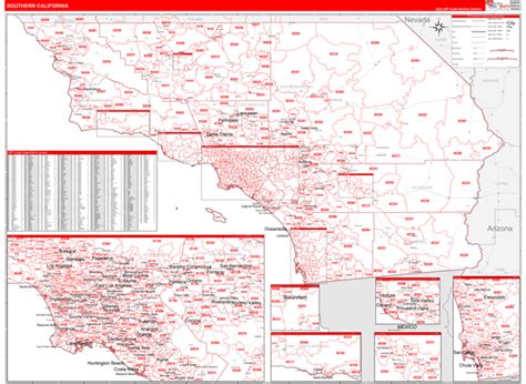 Southern California Zip Codes Map California Zip Code Wall Map By