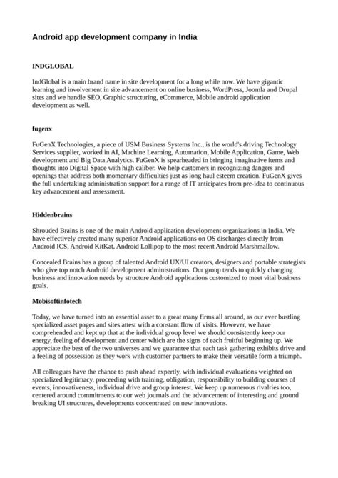 Ppt Android App Development Company In India Powerpoint Presentation Id7283111