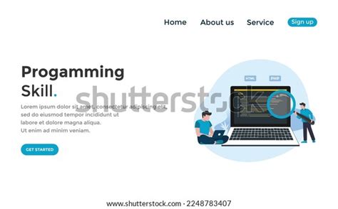 Concept Programmer Coding Programming Website Application Stock Vector