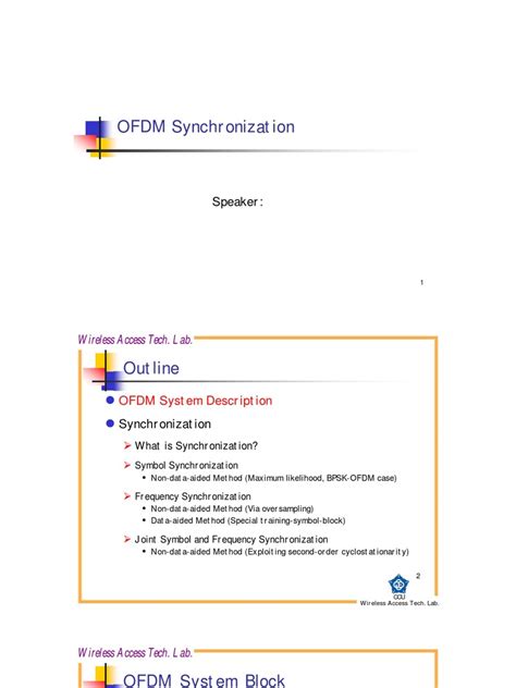 Ofdm Synchronization Speaker 官雯彗 Pdf