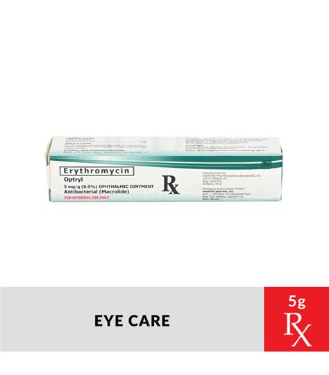 Rx Optryl Erythromycin Ophth Ointment 05 5g