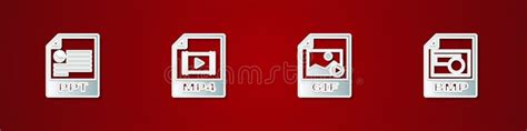 set ppt file document mp4 and bmp icon vector stock vector