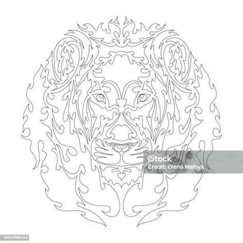 사자의 손으로 그린 추상적인 초상화 문신 로고 벽 장식 티셔츠 프린트 디자인 또는 아웃웨어를 위한 벡터 양식에 일치시키는 일러스트레이션 이 그림은 직물이나 캔버스에 만드는