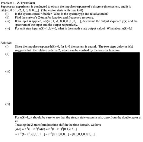 Solved Problem Z Transform Suppose An Experiment Is Chegg