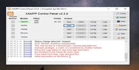 Solución Al Error Mysql Shutdown Unexpectedly” En Xampp Solo Software Libre