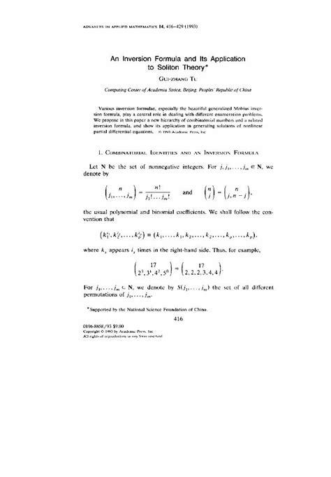 pdf an inversion formula and its application to soliton theory