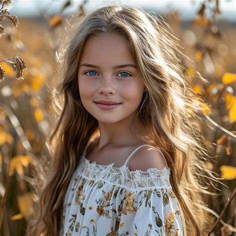 Kristina Pimenova On A White Background Autumn Day Sun Girl