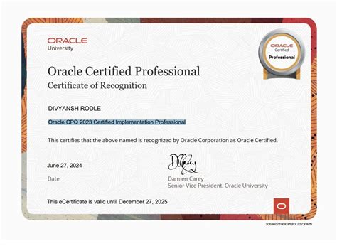 Divyansh Rodle On Linkedin Oraclecertified Oracle Oracleuniversity Ibm Oraclecpq