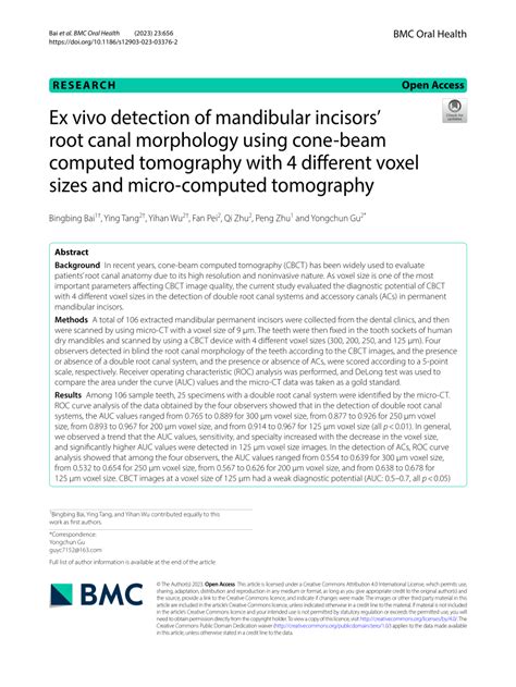 Pdf Ex Vivo Detection Of Mandibular Incisors Root Canal Morphology Using Cone Beam Computed