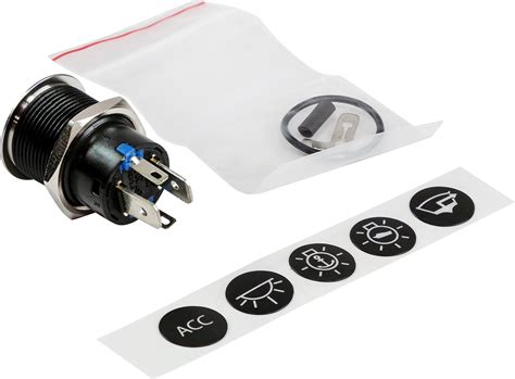 Кнопка без фиксации подсветка синяя наклейки 12 В 20А 19мм Код товара Pb4511tb Купить в