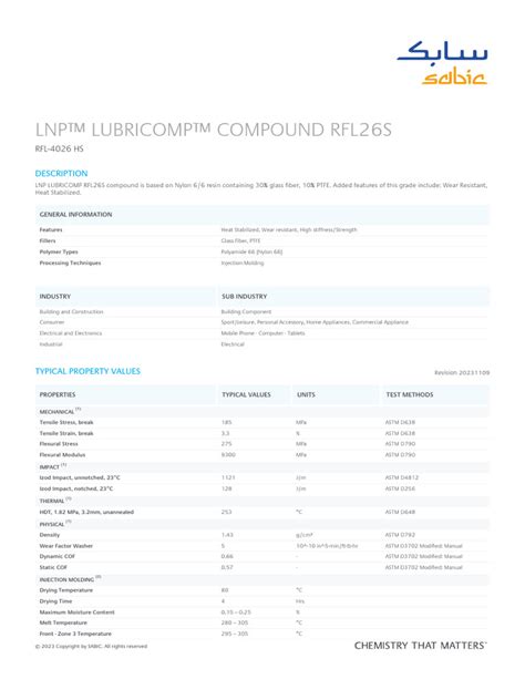Lnp™ Lubricomp™ Compoundrfl26sglobaltechnicaldatasheet Pdf