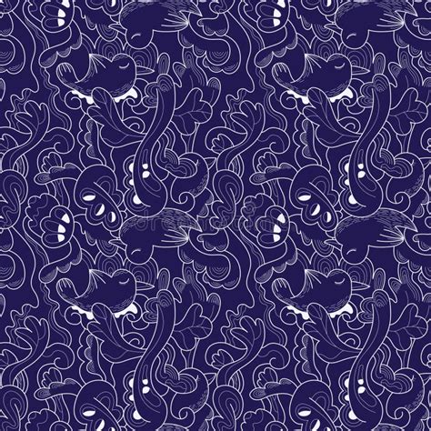 vector semless pattern with birds and abstract nature leaves for