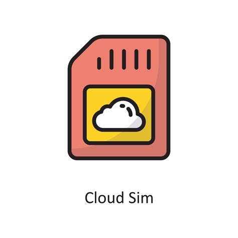 Cloud Sim Vector Filled Outline Icon Design Illustration Cloud Computing Symbol On White