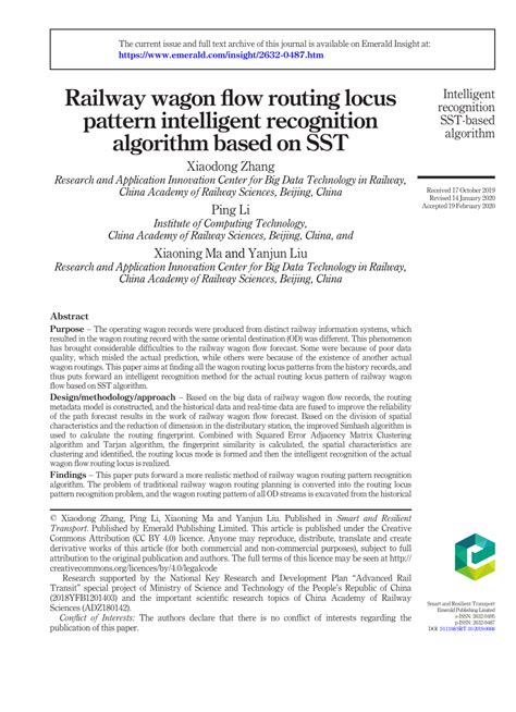 Pdf Railway Wagon Flow Routing Locus Pattern Intelligent Recognition Algorithm Based On Sst
