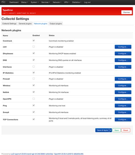 `luci App Statistics` Trying To Enable Firewall Network Plugin