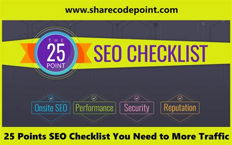 25 Points Seo Checklist You Need To More Traffic Seo Tips And Tricks