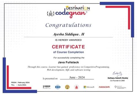 Ayesha Siddiqua H On Linkedin Codegnandestination Javafullstack