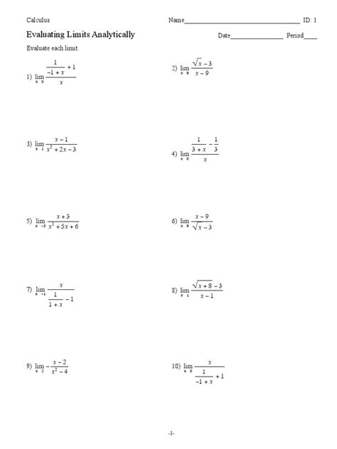 Limits Analytically Pdf Teaching Mathematics