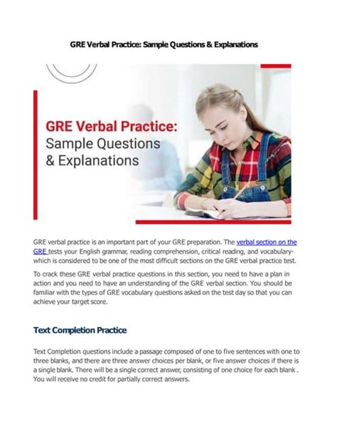 Gre Verbal Practice Sample Questions And Answers Pptx