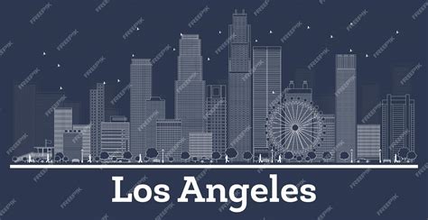 Los Angeles Skyline Silhouette Outline