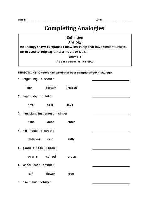 Analogy Worksheets